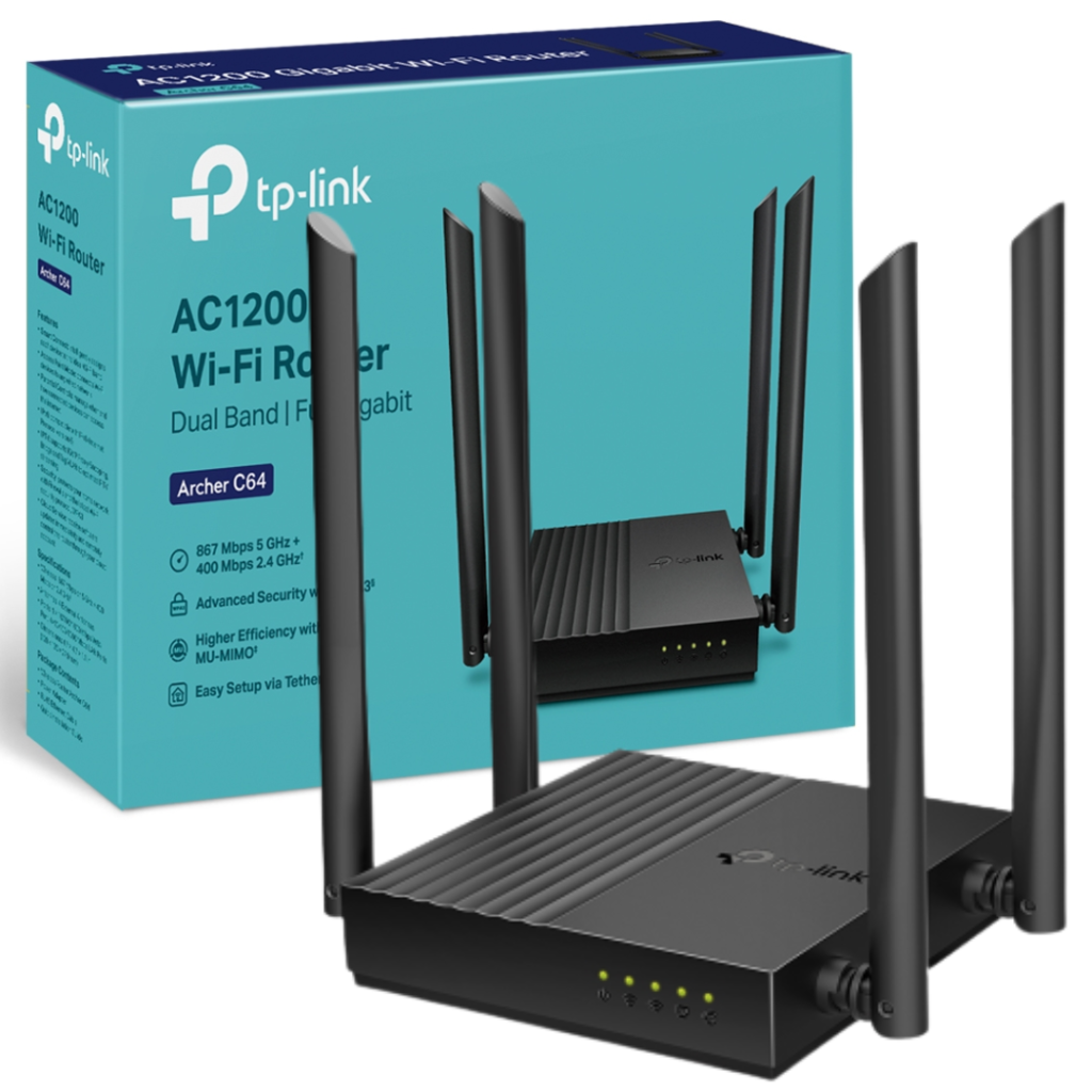 Router Tp-Link AC1200 DOBLE BANDA 2.4 A 5GHZ Archer C64 Gigabit – ECCOM