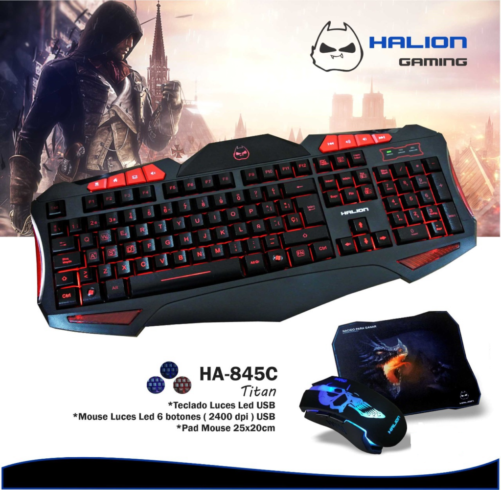 Kit Teclado y Mouse Gamer Halion 3 en 1 Titan HA-845c rgb – ECCOM